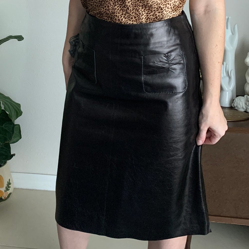 Vintage Acton Hide House Black Leather Skirt - Gem
